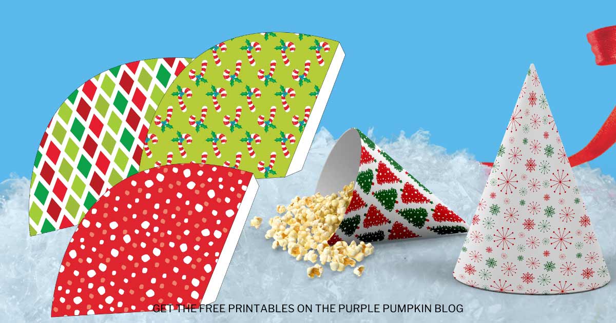 Free Printable Christmas Party Popcorn Cones