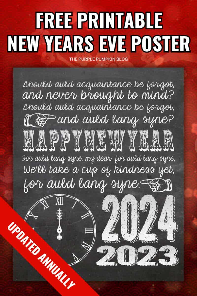 New Years Eve Poster - Free Printable | Updated Annually for NYE!