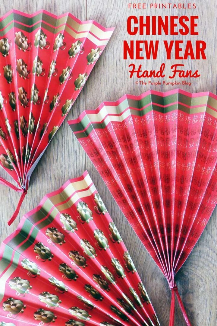 Free Printable Paper Hand Fans for Chinese New Year