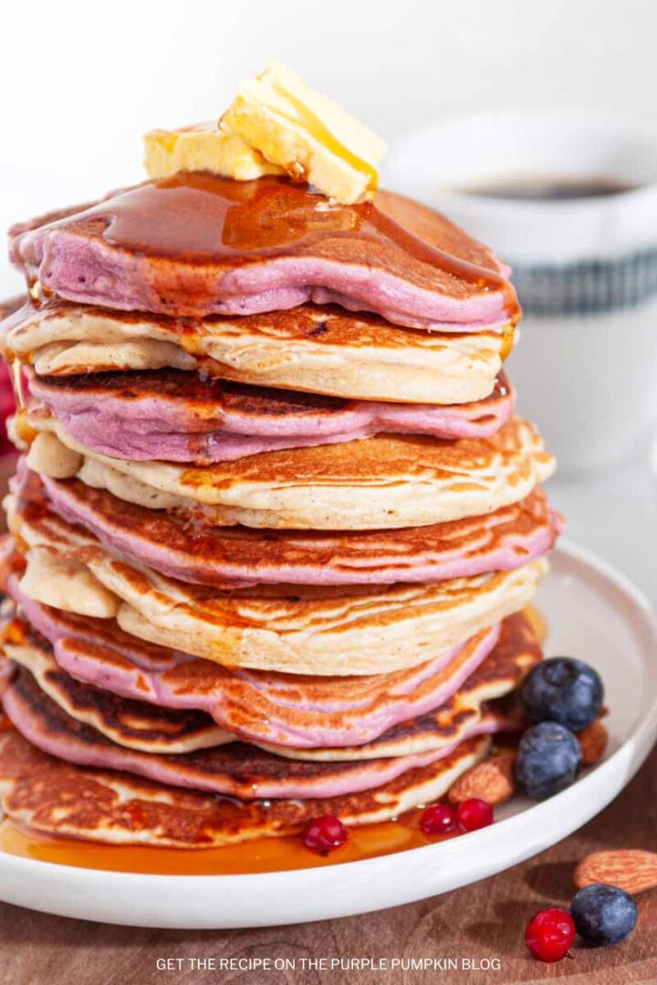 Cinnamon-Spiced Blueberry Purple Pancakes