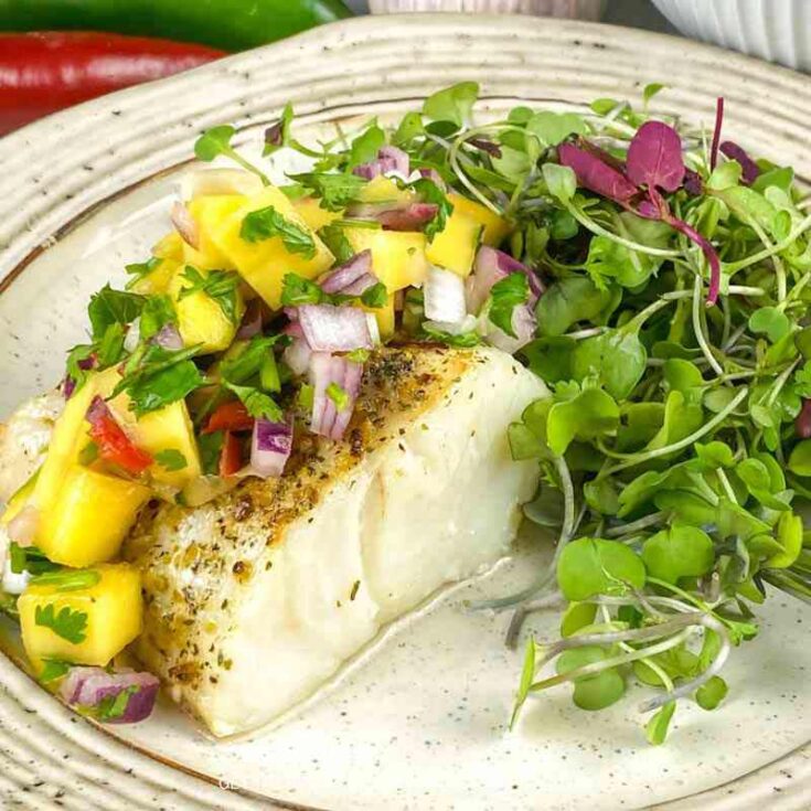 Air Fryer Cod Recipe with Mango Salsa