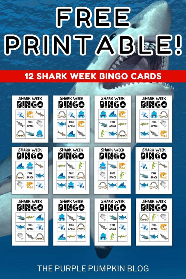 Free Printable Shark Bingo Cards for Shark Week Bingo Games!
