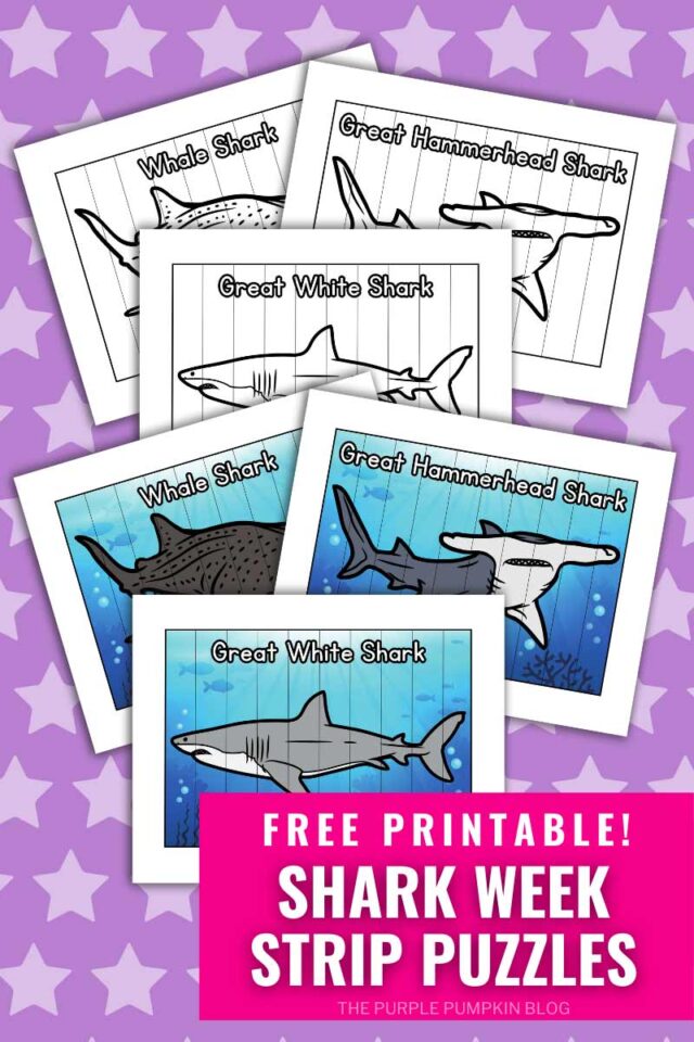 Free Printable Shark Puzzle Strips (Shark Week Strip Puzzles)