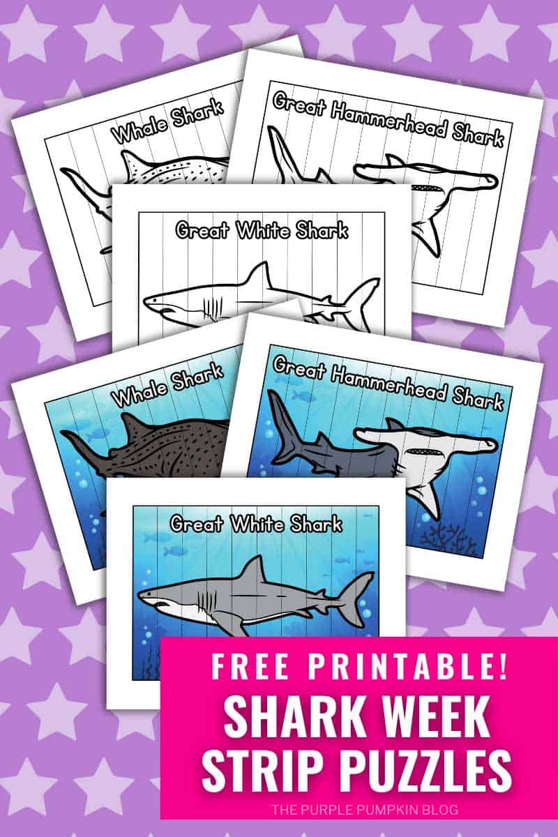 Free Printable Shark Puzzle Strips (Shark Week Strip Puzzles)