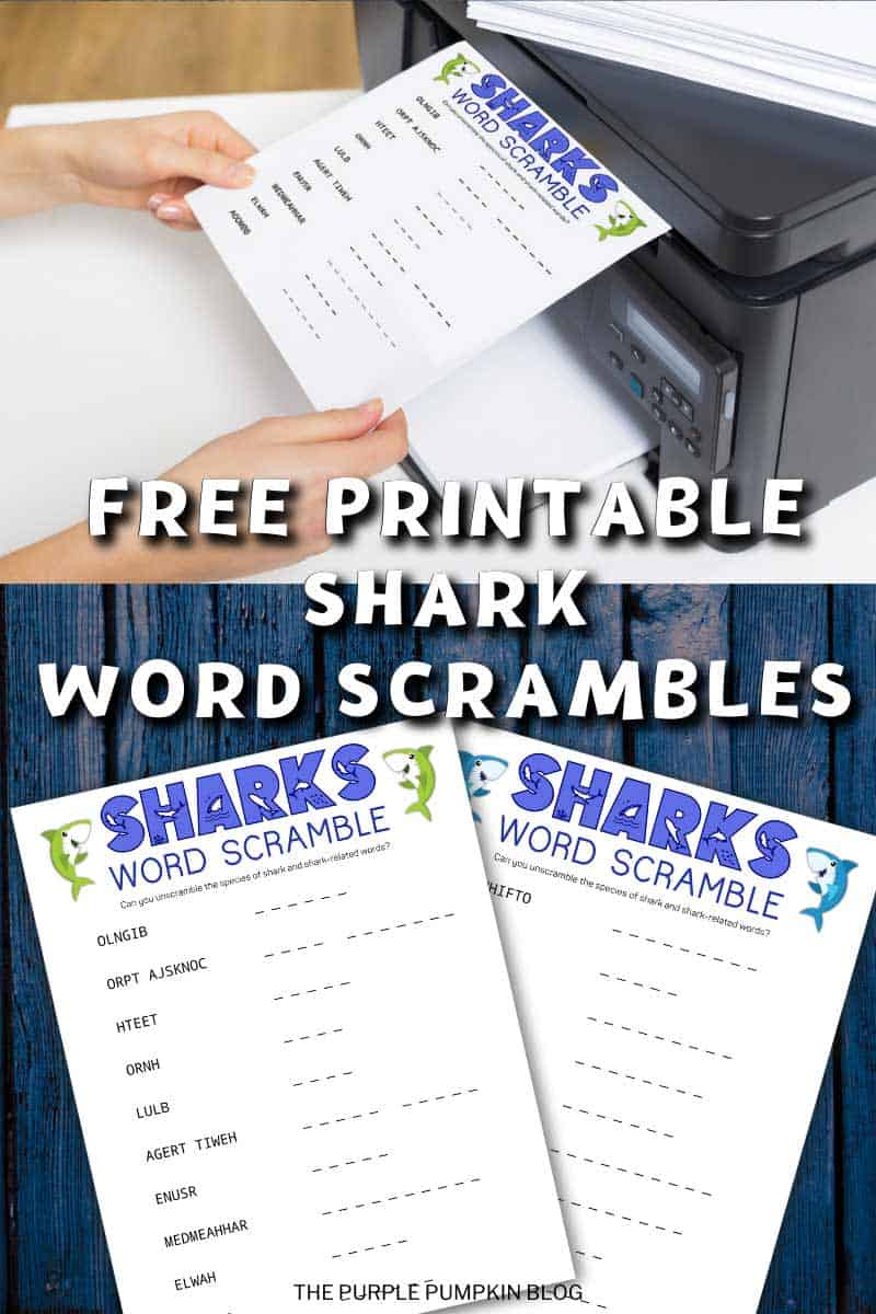 Free Printable Shark Word Scrambles (Shark Week Activity Sheets)