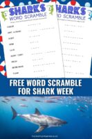 Free Printable Shark Word Scrambles (Shark Week Activity Sheets)