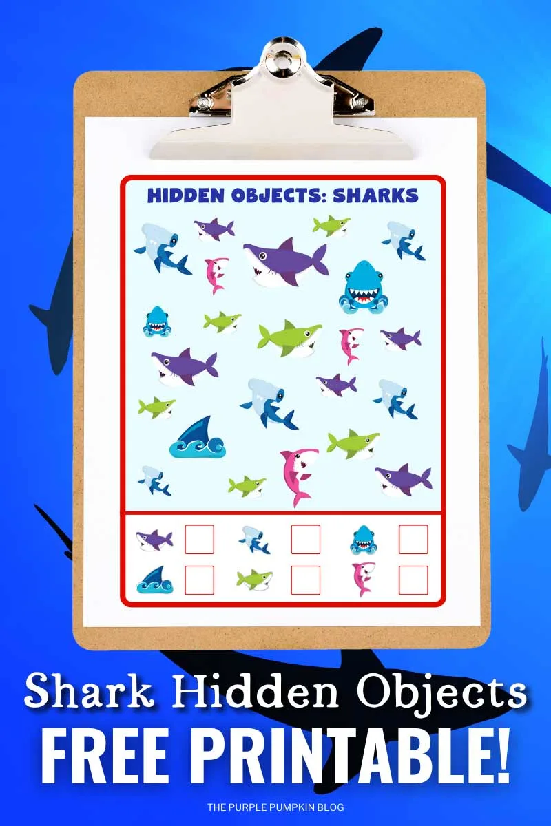 Free Printable Sharks Hidden Objects Game (I Spy Sharks)