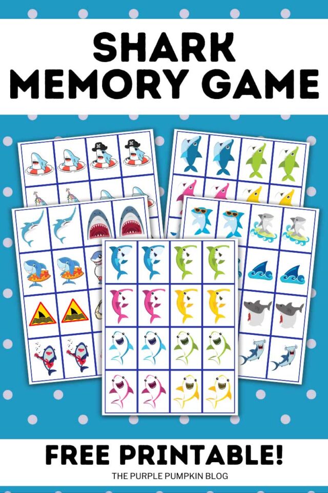 Free Printable Shark Memory Matching Cards (Matching Pairs)