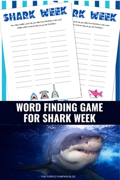 Free Printable Shark Week Word Finding Game (Shark Printables)