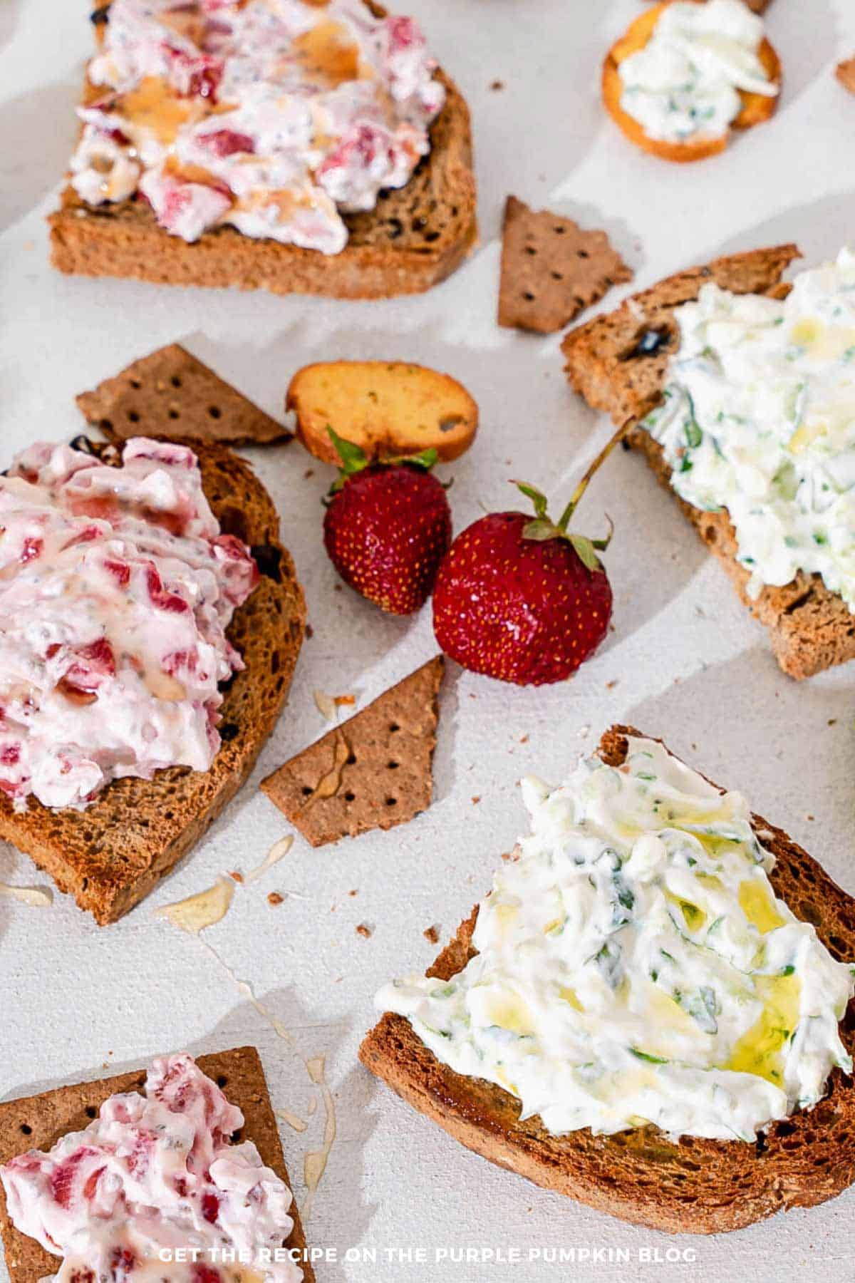 Cream Cheese Canapés 2 Ways: Sweet & Savory + Avocado Dip