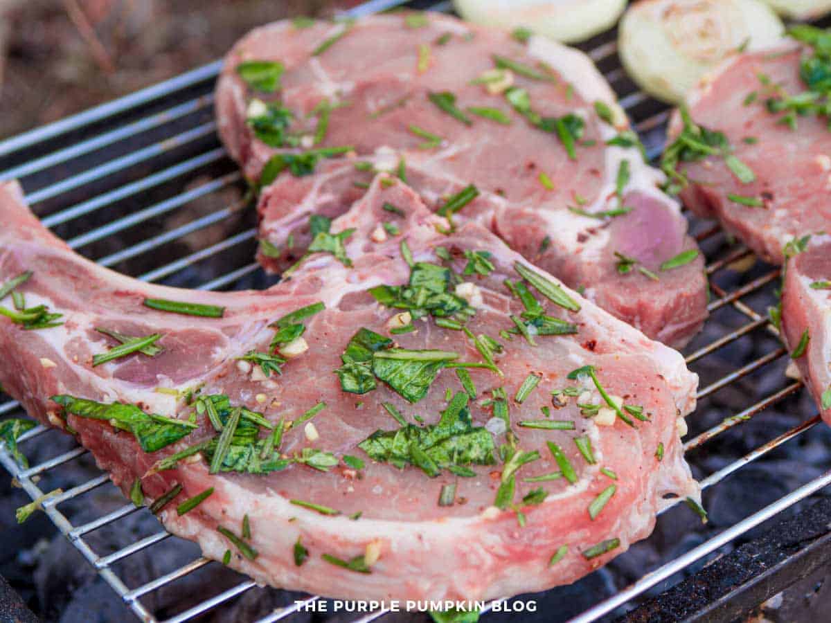 Charcoal Grilled Pork Chops with Fresh Herbs: Summer Grilling