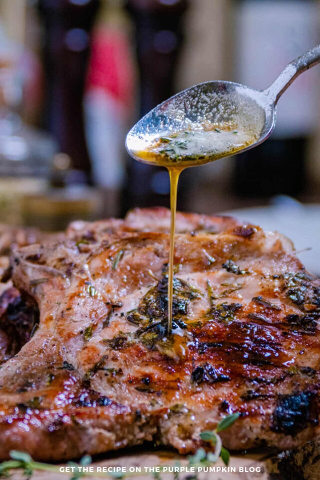 Charcoal Grilled Pork Chops with Fresh Herbs: Summer Grilling
