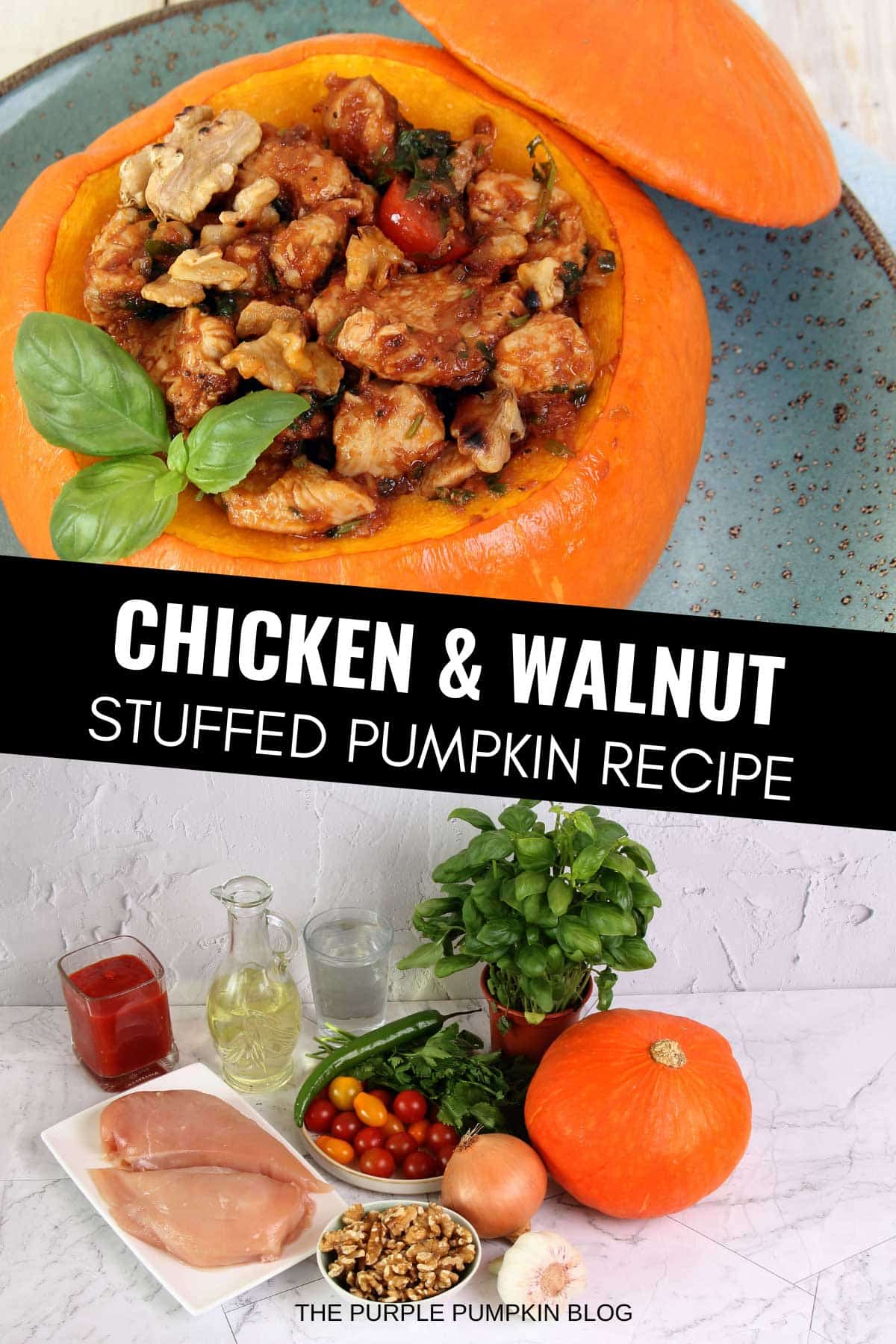 Baked Chicken with Walnuts Stuffed Pumpkin Recipe