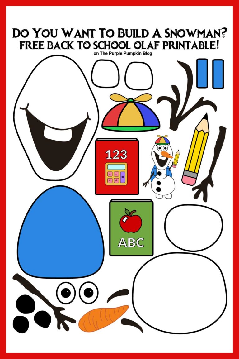 Free Back to School Olaf Printable! Build A Snowman!