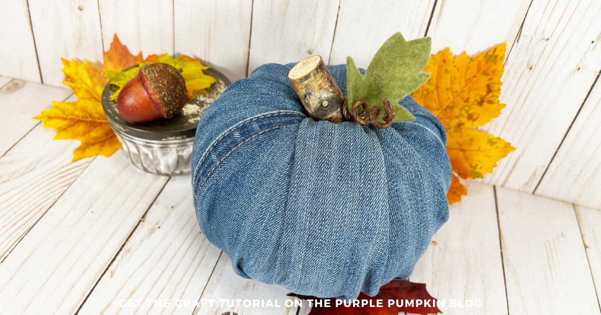 Easy No Sew Denim Pumpkin Craft Using Old Blue Jeans