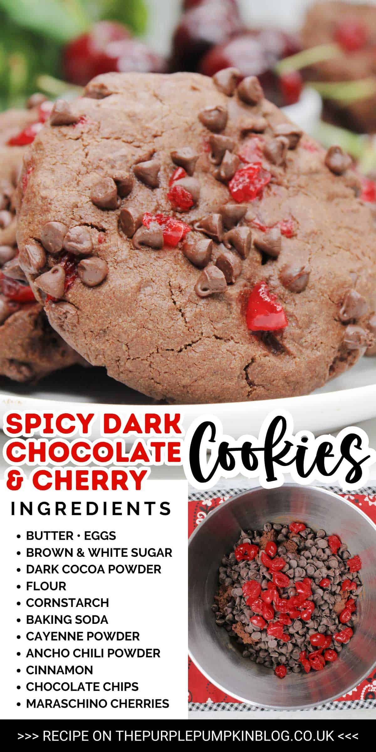 Spicy Chocolate Cherry Cookies Recipe with Ancho Chili