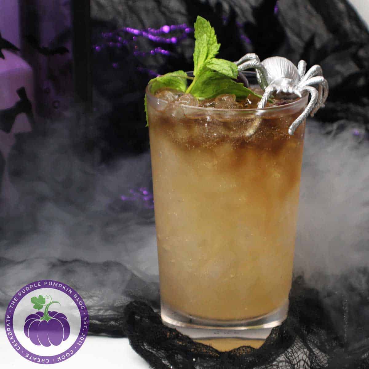 Halloween Grave Digger Cocktail with Crown Royal Whiskey