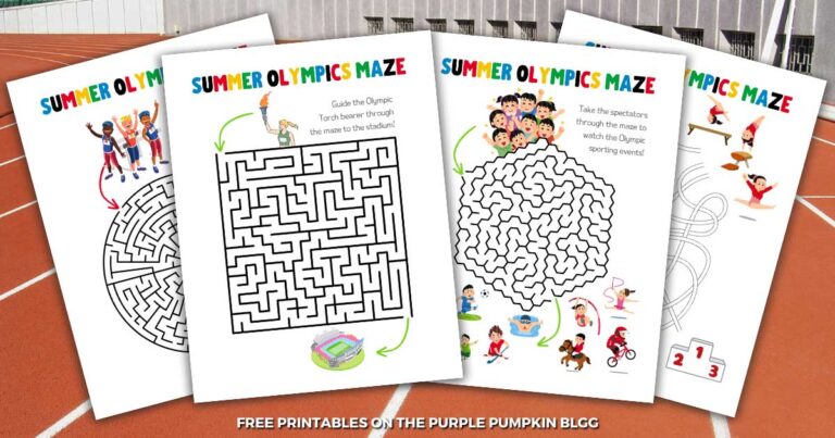 Free Printable Summer Olympics Mazes (Paris 2024 Games)