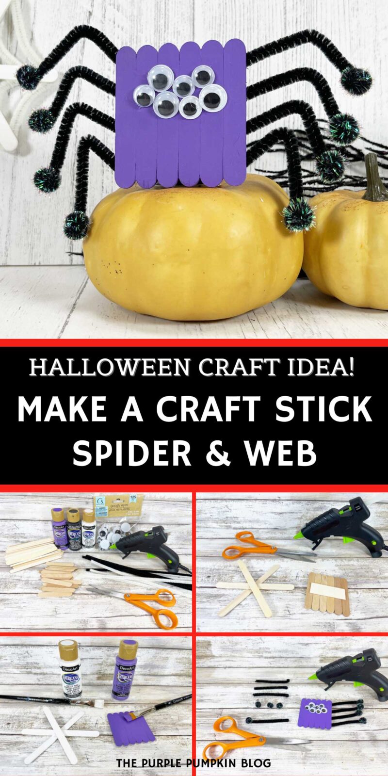 Make a Craft Stick Spider and Web for Halloween