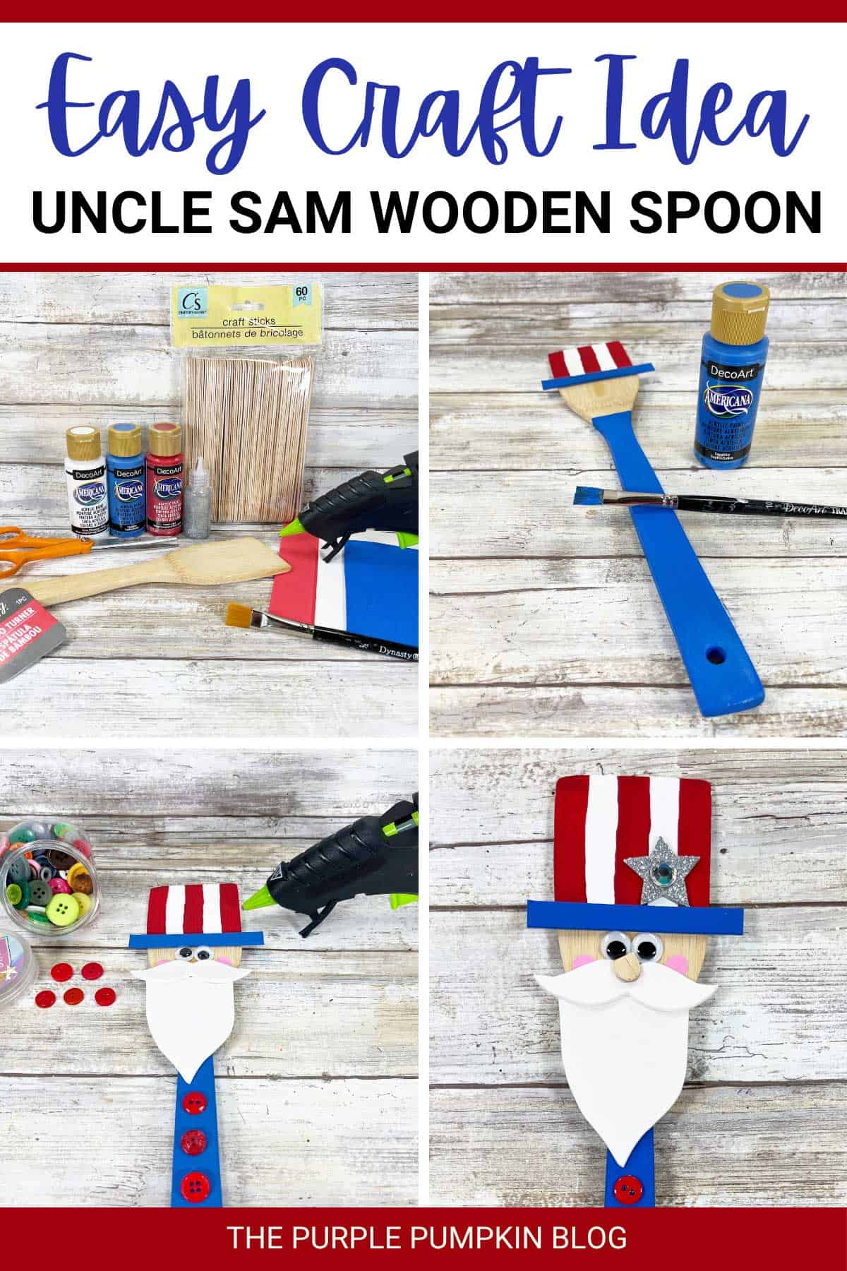 Wooden Spoon Uncle Sam Craft for Fourth of July