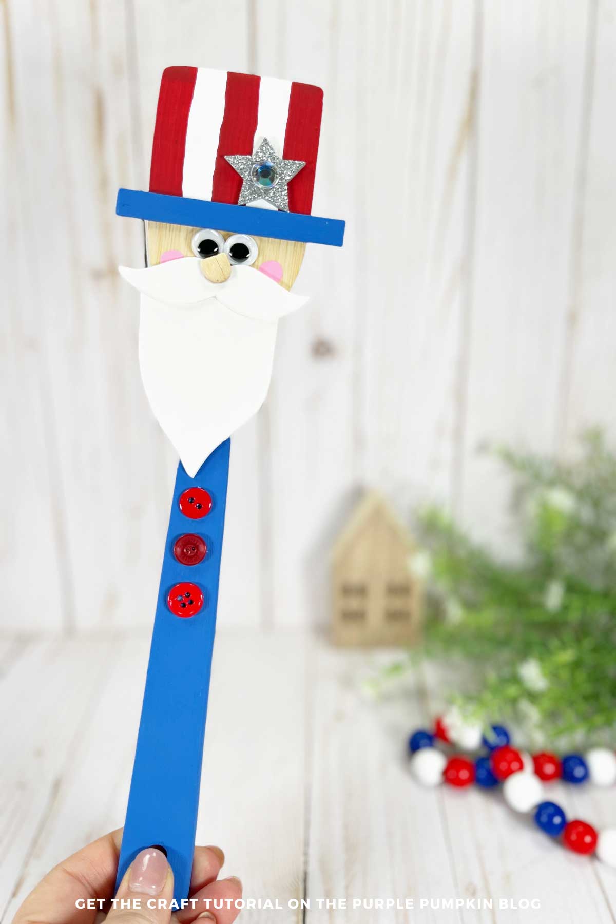 Wooden Spoon Uncle Sam Craft for Fourth of July