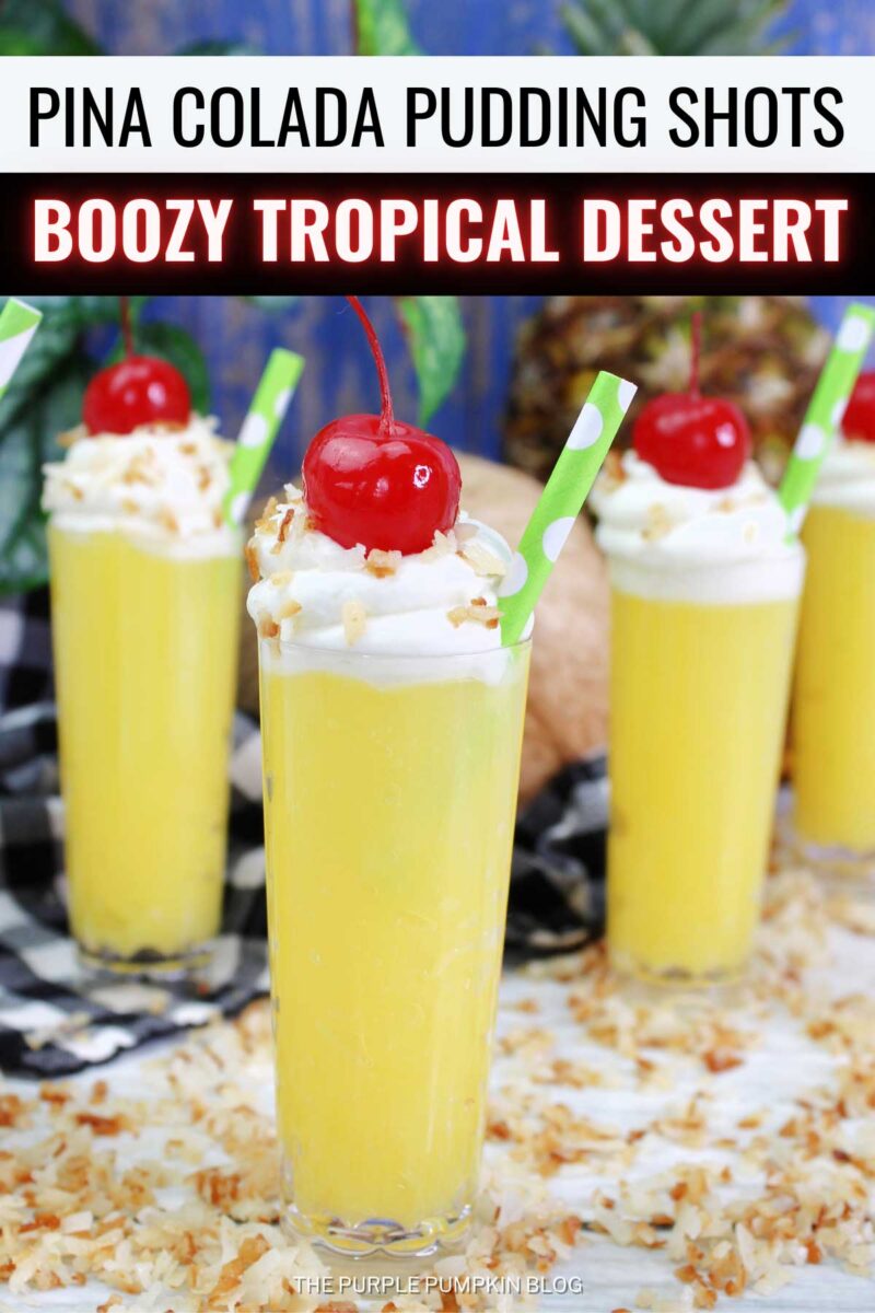 Boozy Pina Colada Pudding Shots—Luau Tropical Party Dessert