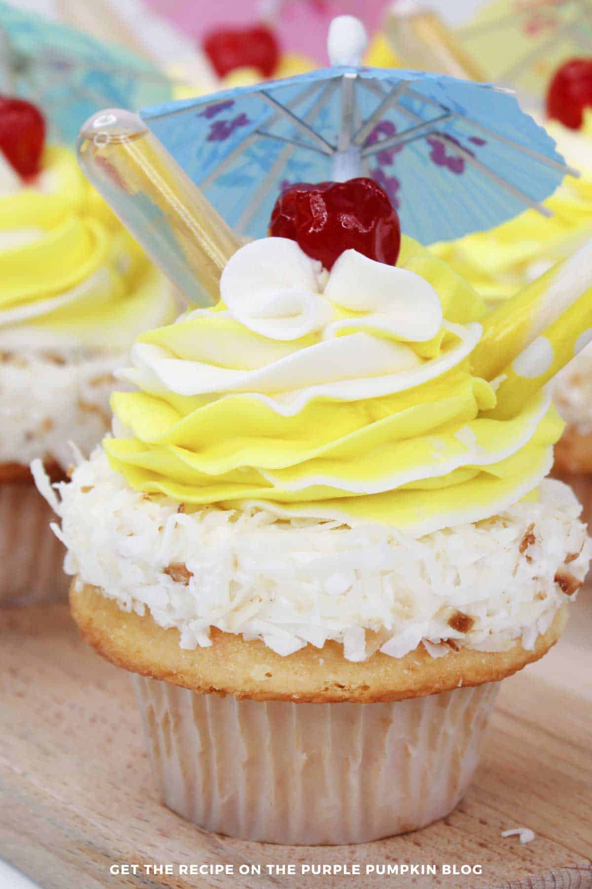 Boozy Pina Colada Cupcakes with Rum Pipette Shot!