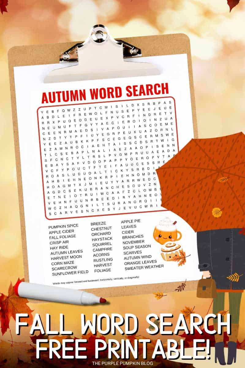 Free Autumn Fall Word Search Printable