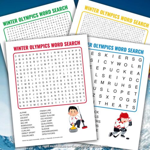 Free Printable Winter Olympics Word Search Puzzles