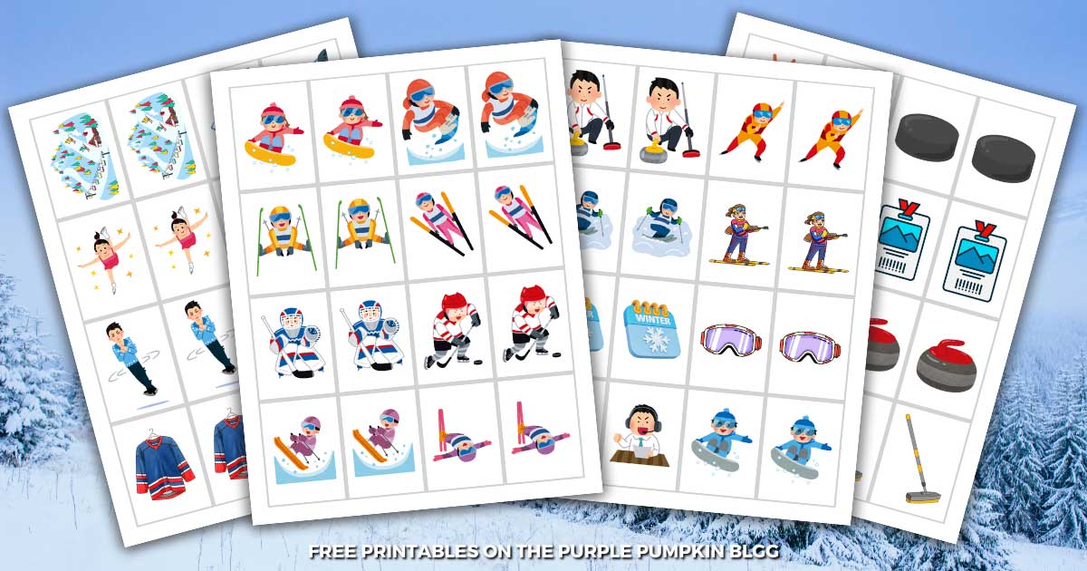Free Printable Winter Olympics Memory Match Game Cards
