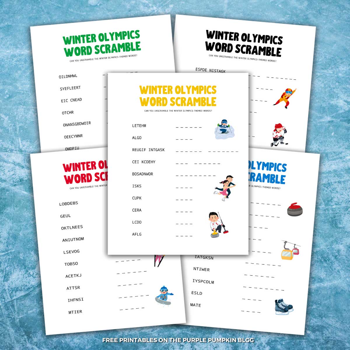 Free Printable Winter Olympics Word Scramble Worksheets