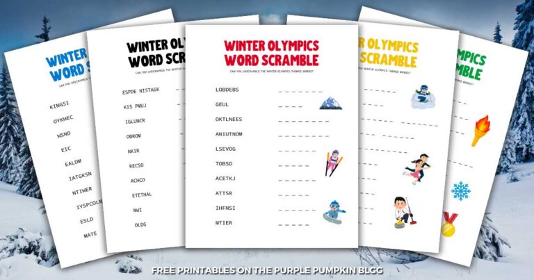 Free Printable Winter Olympics Word Scramble Worksheets