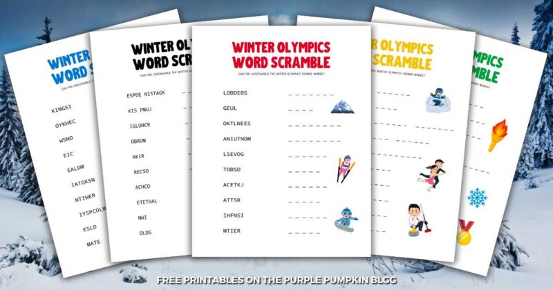 Free Printable Winter Olympics Word Scramble Worksheets
